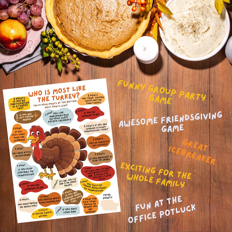 Who is Most Like a Turkey, Thanksgiving Activity for Adults and Kids ...
