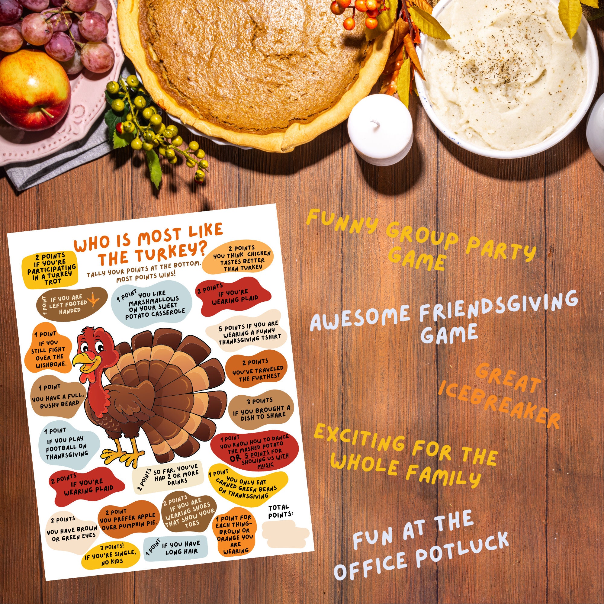 Who is Most Like a Turkey, Thanksgiving Activity for Adults and Kids ...