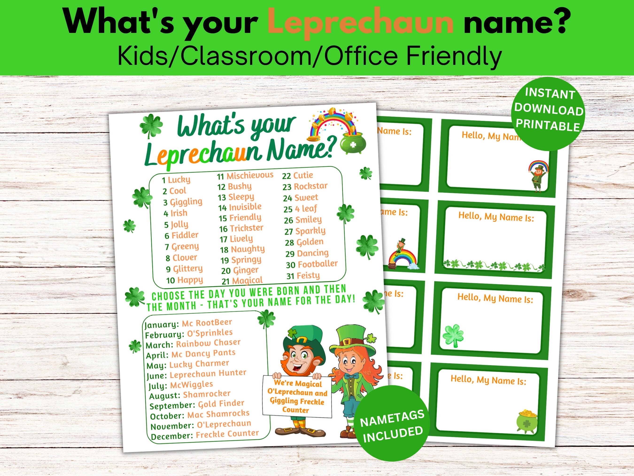 St Patrick's Game for Kids, Leprechaun Name Game, Name Generator Party ...