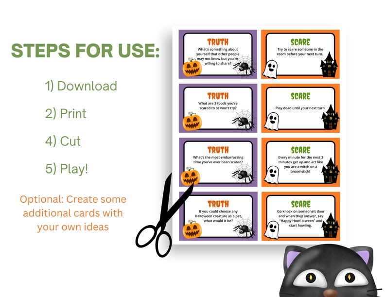 Truth or Scare, Fillable Halloween Party Game, Printable Truth or Dare ...