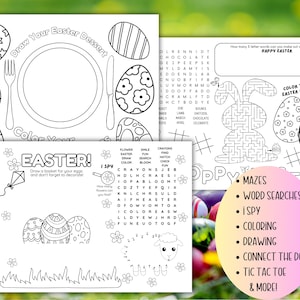 Easter Coloring Placemats, Printable Kids Easter Coloring Sheets ...