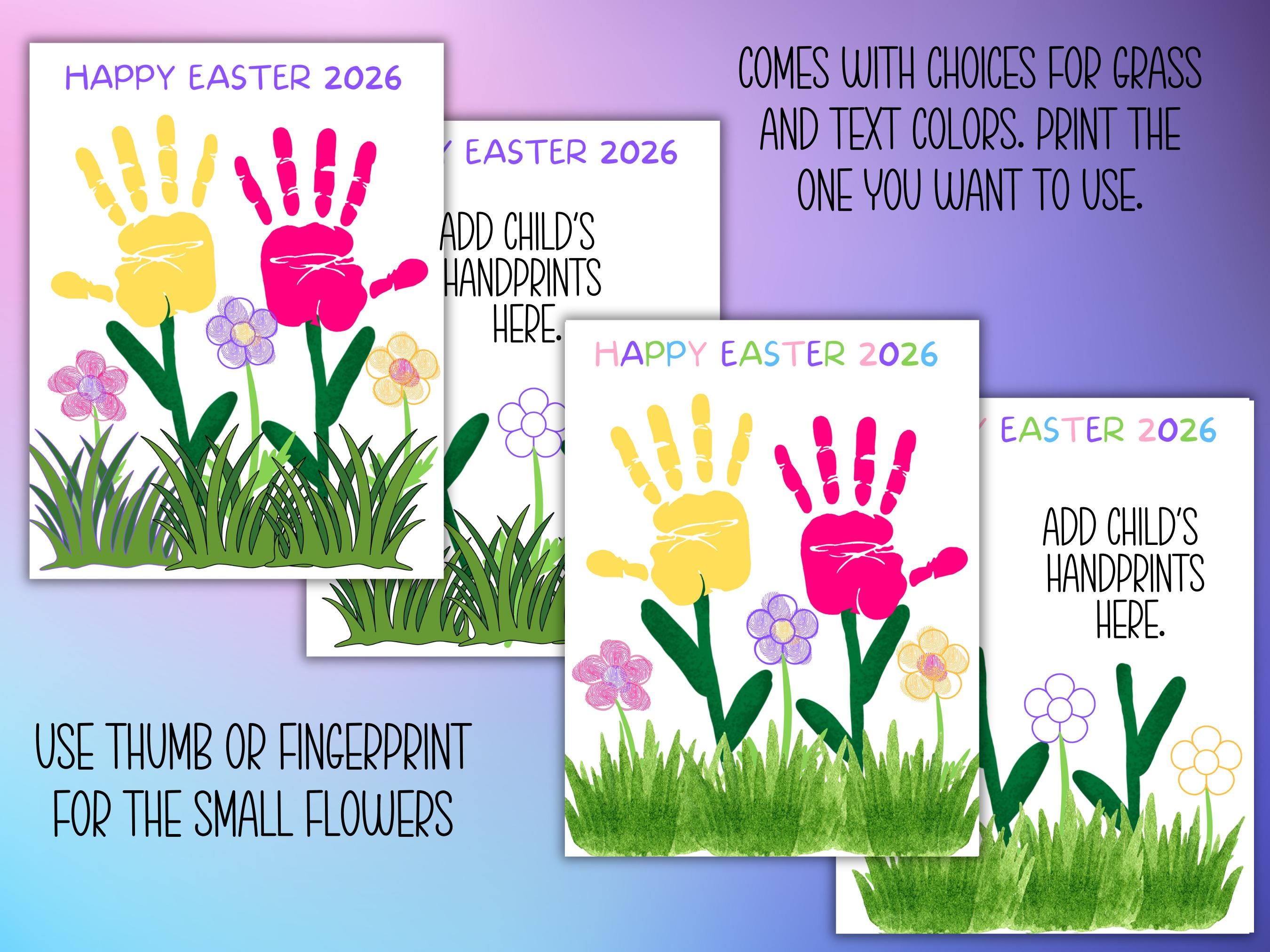 Easter Handprint Footprint Art Bundle, Printable Hoppy Easter Crafts ...