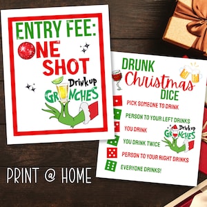 Entry Fee One Shot Grinch Bundle, Christmas Party Adult Drinking Games ...