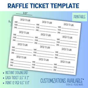 Printable Raffle Ticket, Raffle Ticket Templates, Enter to Win Ticket ...