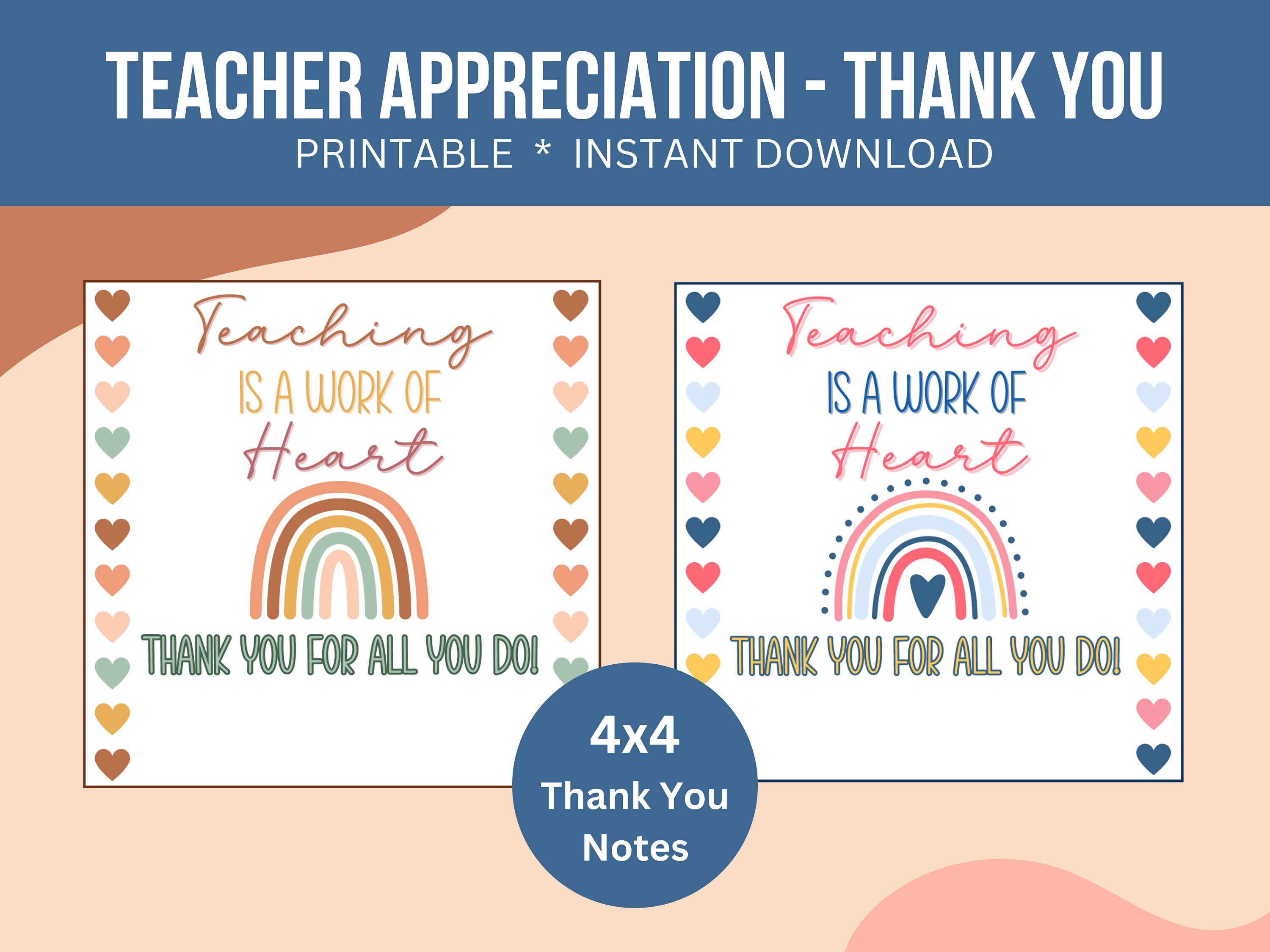 Printable Teacher Appreciation Card Printable Teacher Thank You Note - Etsy