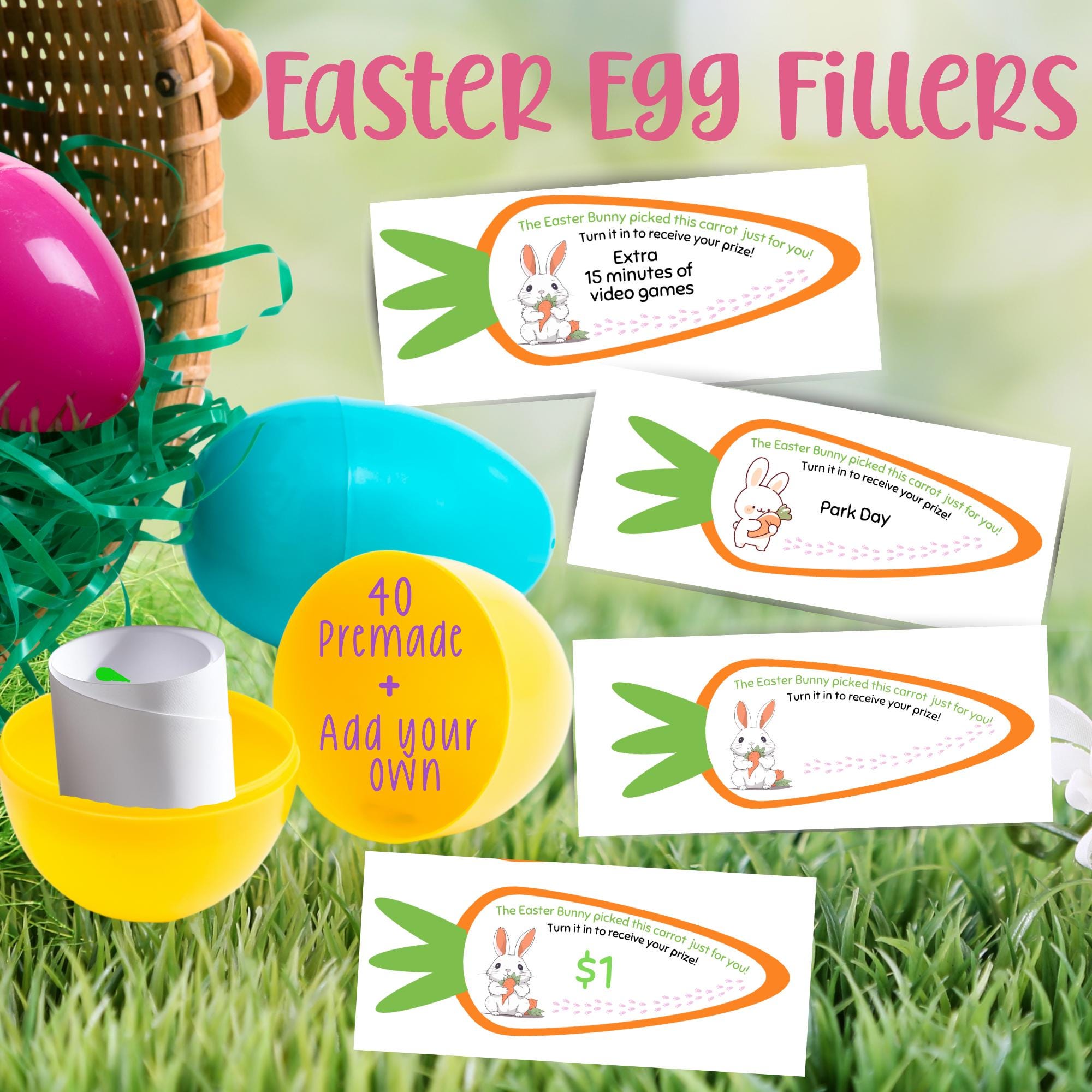 Printable Easter Egg Tokens for Kids, Easter Egg Filler Coupons for ...
