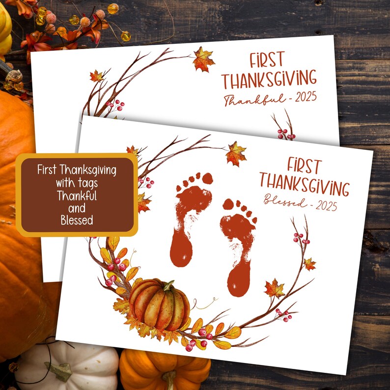 Thanksgiving Footprint Art, Baby's First Thanksgiving Craft, Toddler ...