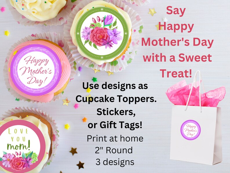 Mother's Day Cupcake Toppers Printable Mother's Day - Etsy