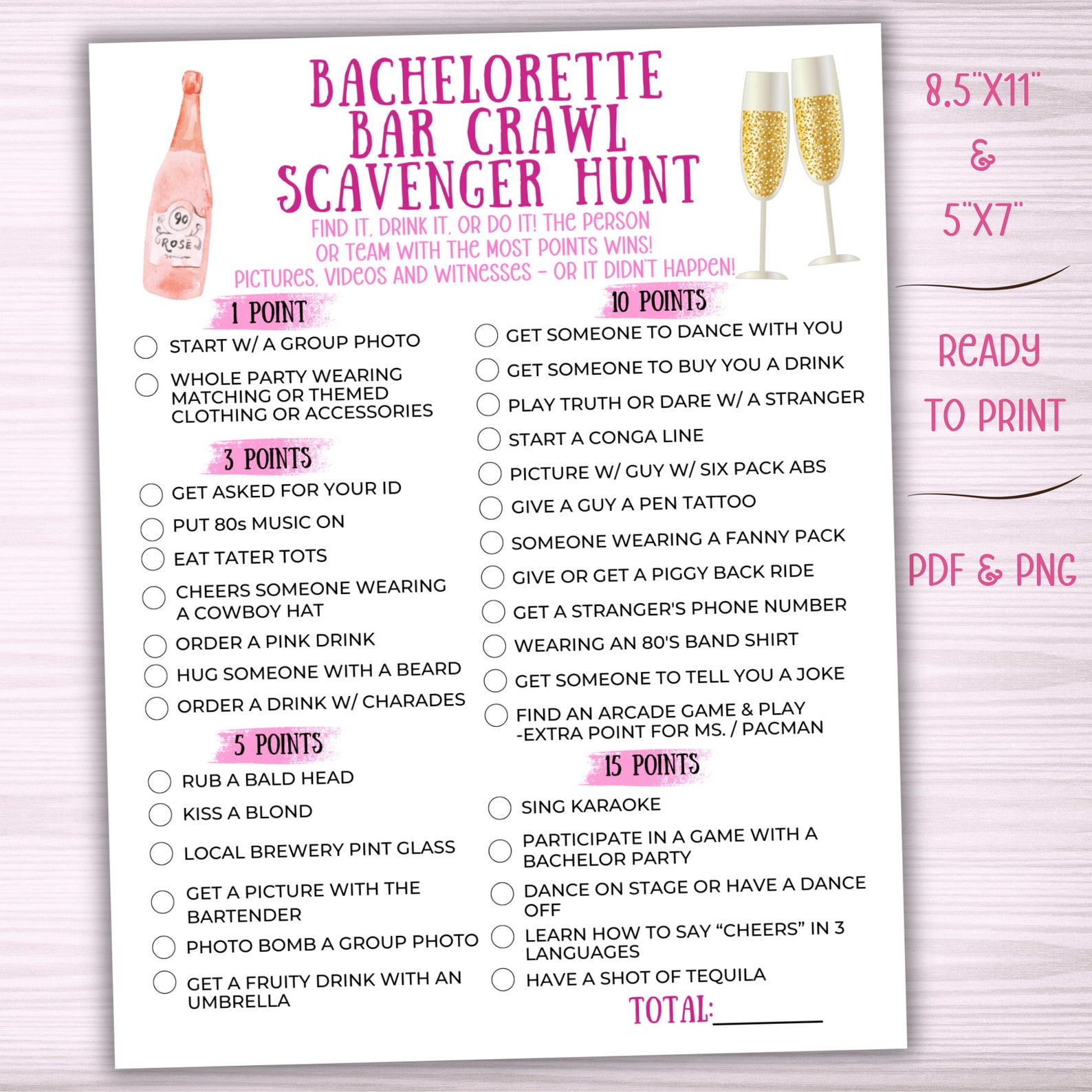 Bachelorette Bar Crawl Scavenger Hunt, Bachelorette Party Scavenger ...