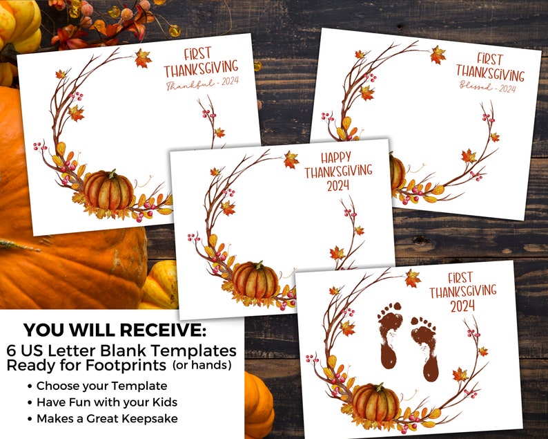 Thanksgiving Footprint Art, Baby's First Thanksgiving Craft, Toddler ...