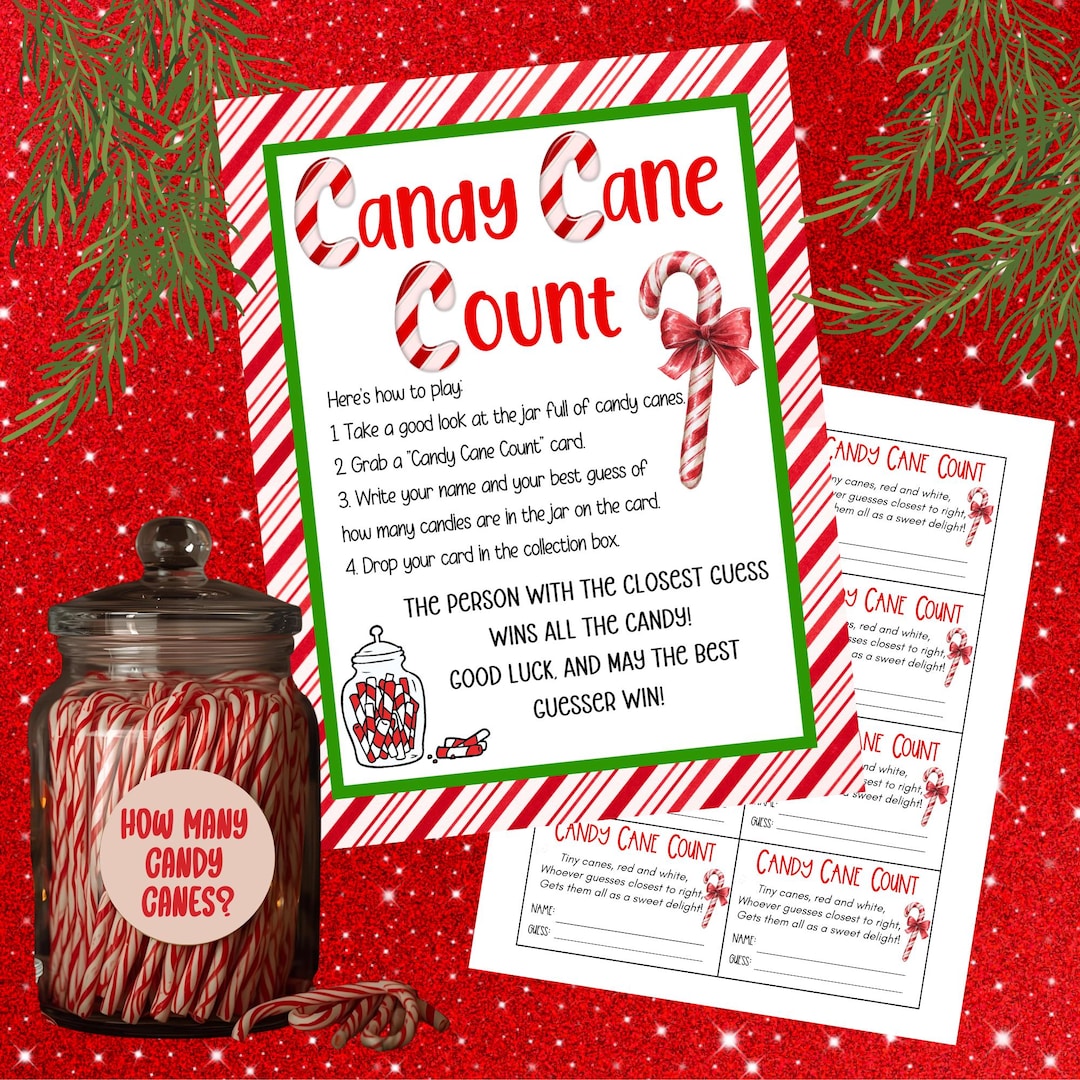 Candy Guessing Game, How Many Candy Canes in the Jar, Holiday Party ...