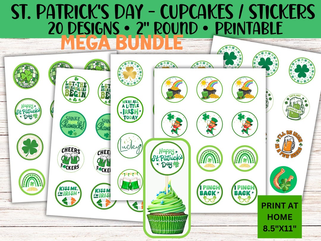 St. Patricks Day Cupcake Toppers, Printable St. Patricks Decor ...