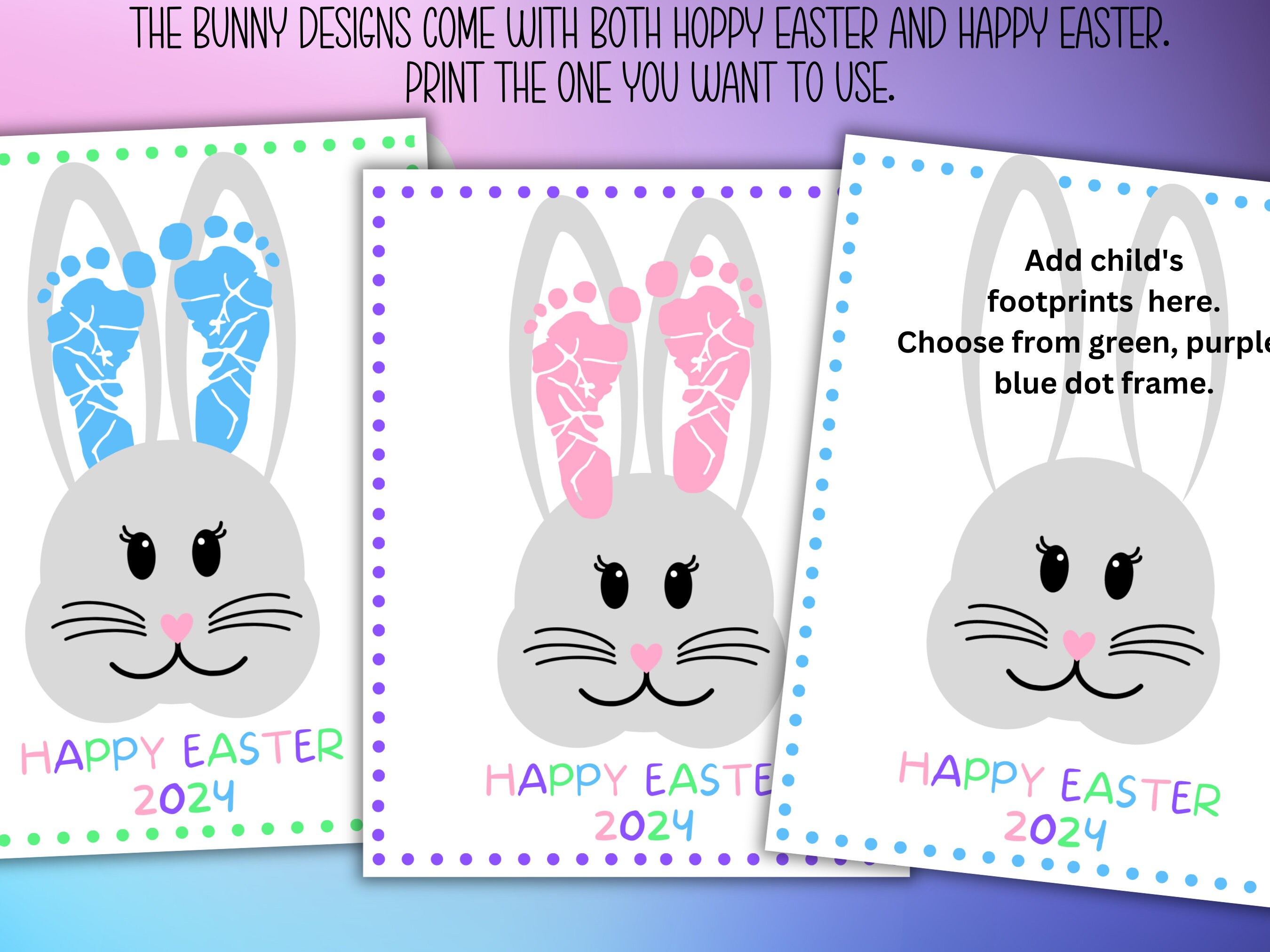 Easter Handprint Footprint Art Bundle, Printable Hoppy Easter Crafts ...