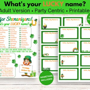 St Patricks Day Name Game Printable Adult St Paddy's Day - Etsy