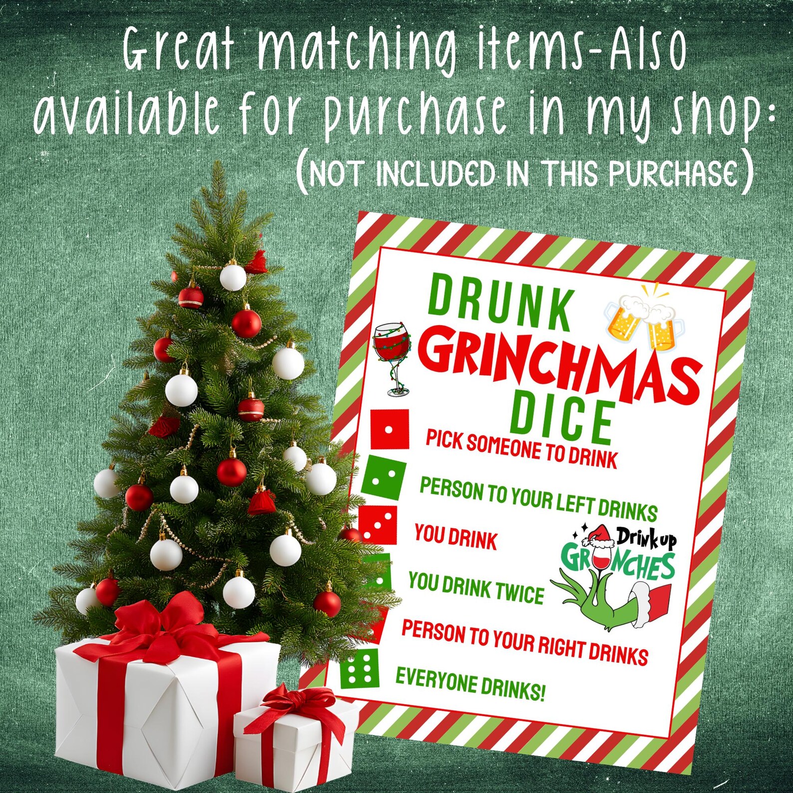Entry Fee One Shot Sign, Grinch Christmas Party, Drink up Grinches ...