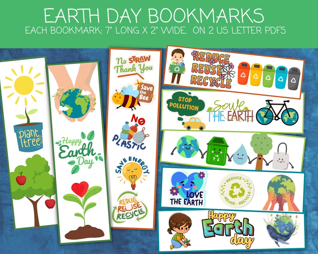 Earth Day Bookmarks, Printable Earth Day Bookmarks, Earth Day ...
