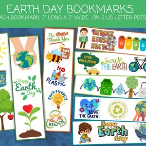 Earth Day Bookmarks, Printable Earth Day Bookmarks, Earth Day ...