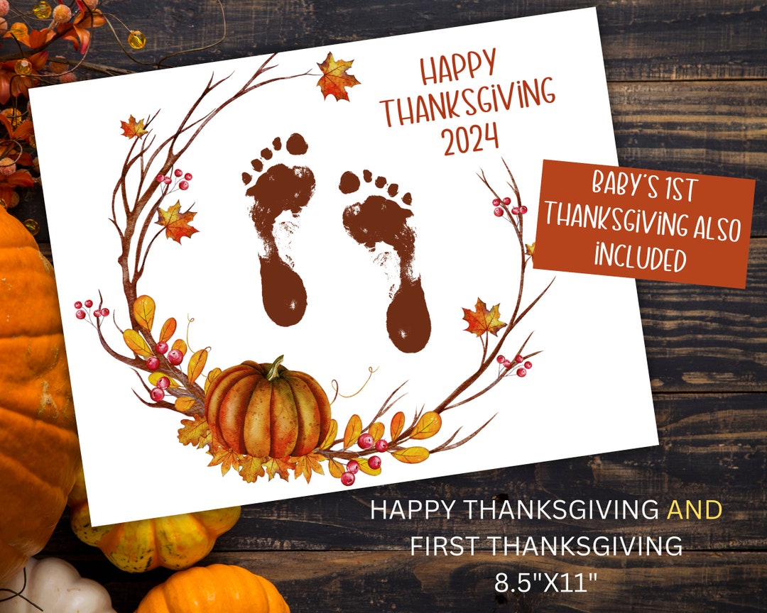 Thanksgiving Footprint Art, Baby's First Thanksgiving Craft, Toddler ...