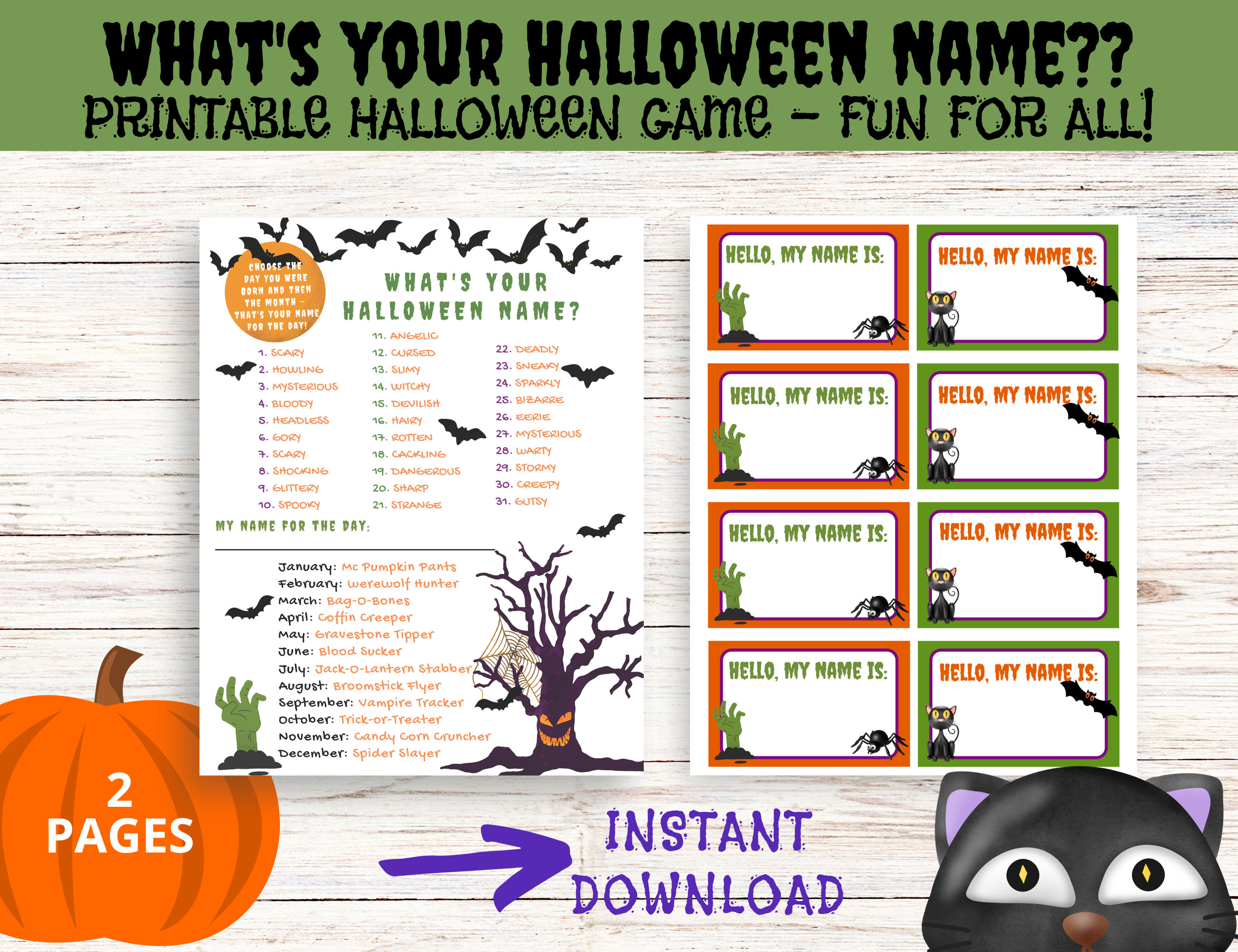 Halloween Name Game Party Printable - Etsy