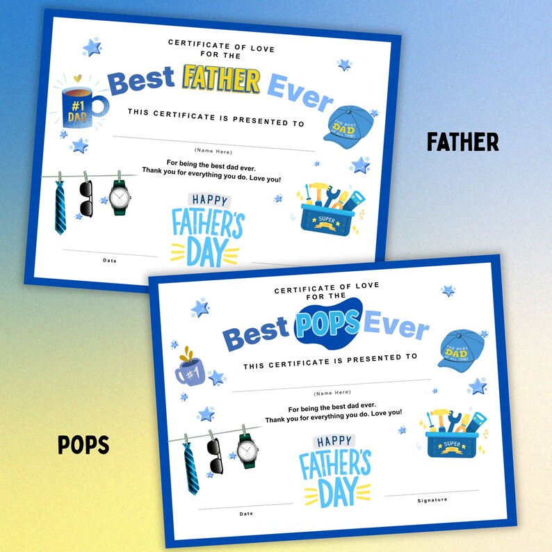 Happy Father's Day Printable Award Certificate for the Best Dad Ever ...