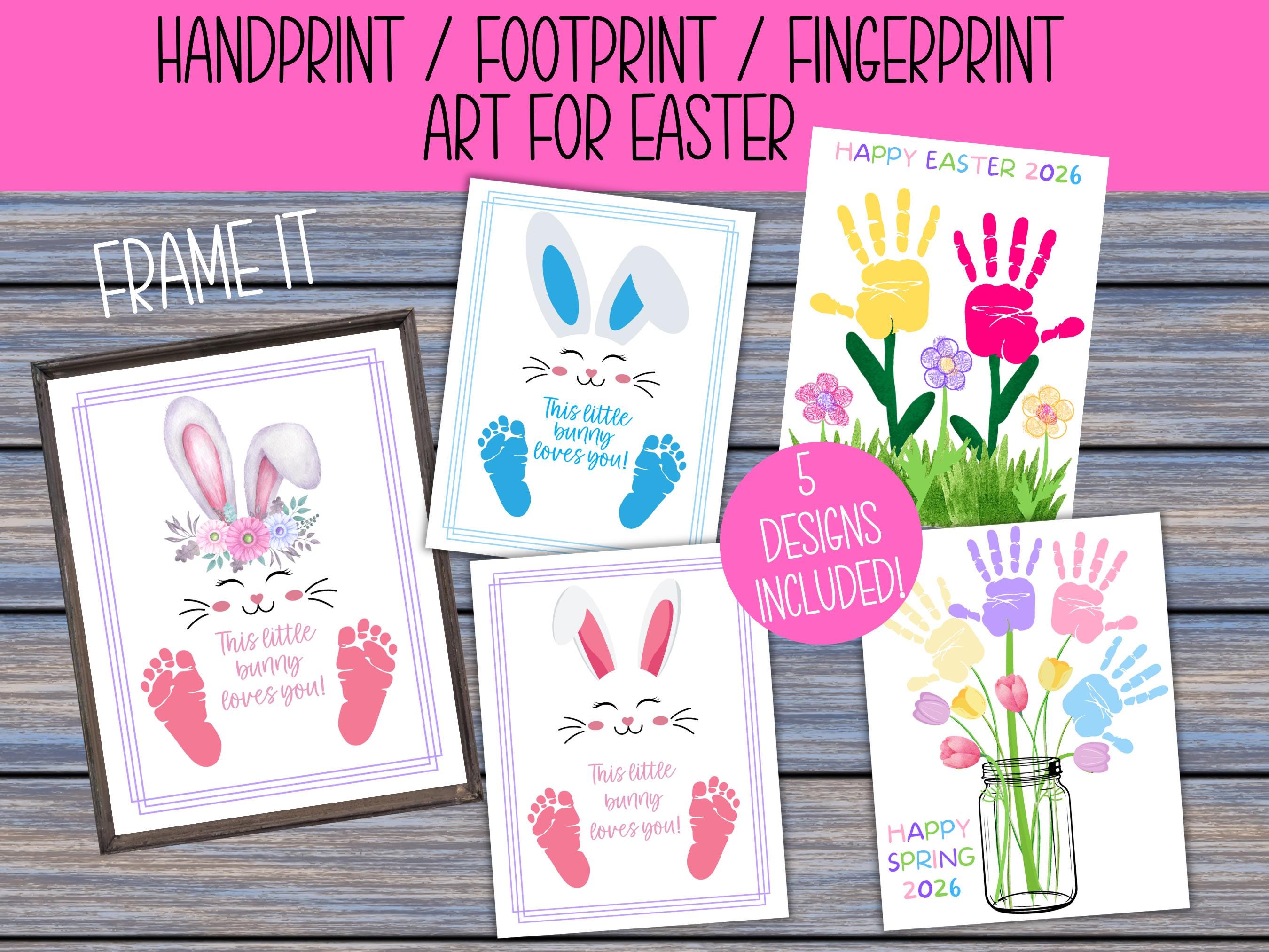 Easter Handprint Footprint Art Bundle, Printable Hoppy Easter Crafts ...