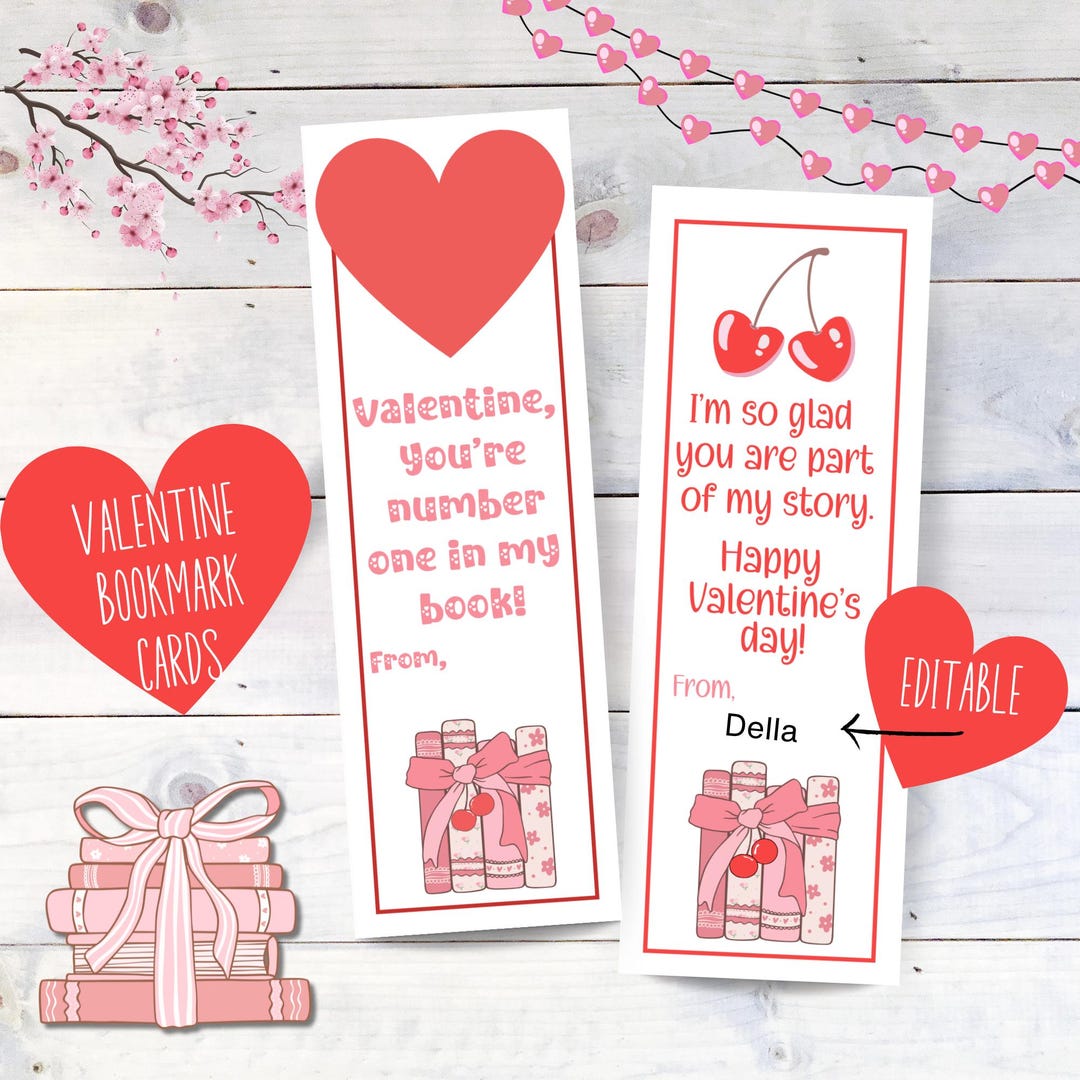 Valentine Bookmark, Bookish Valentine, Book Lover Valentine Card, Class ...