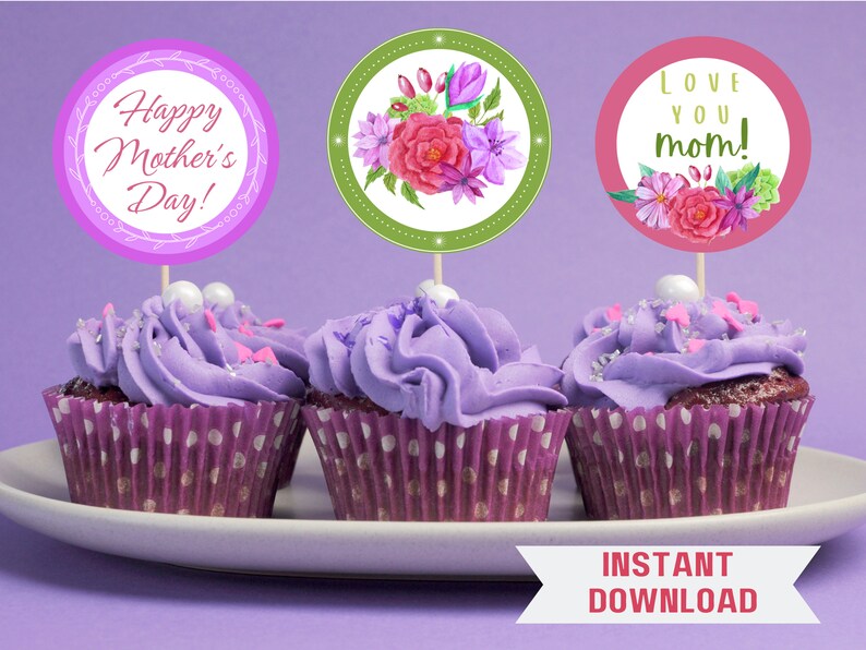 Mother's Day Cupcake Toppers Printable Mother's Day - Etsy