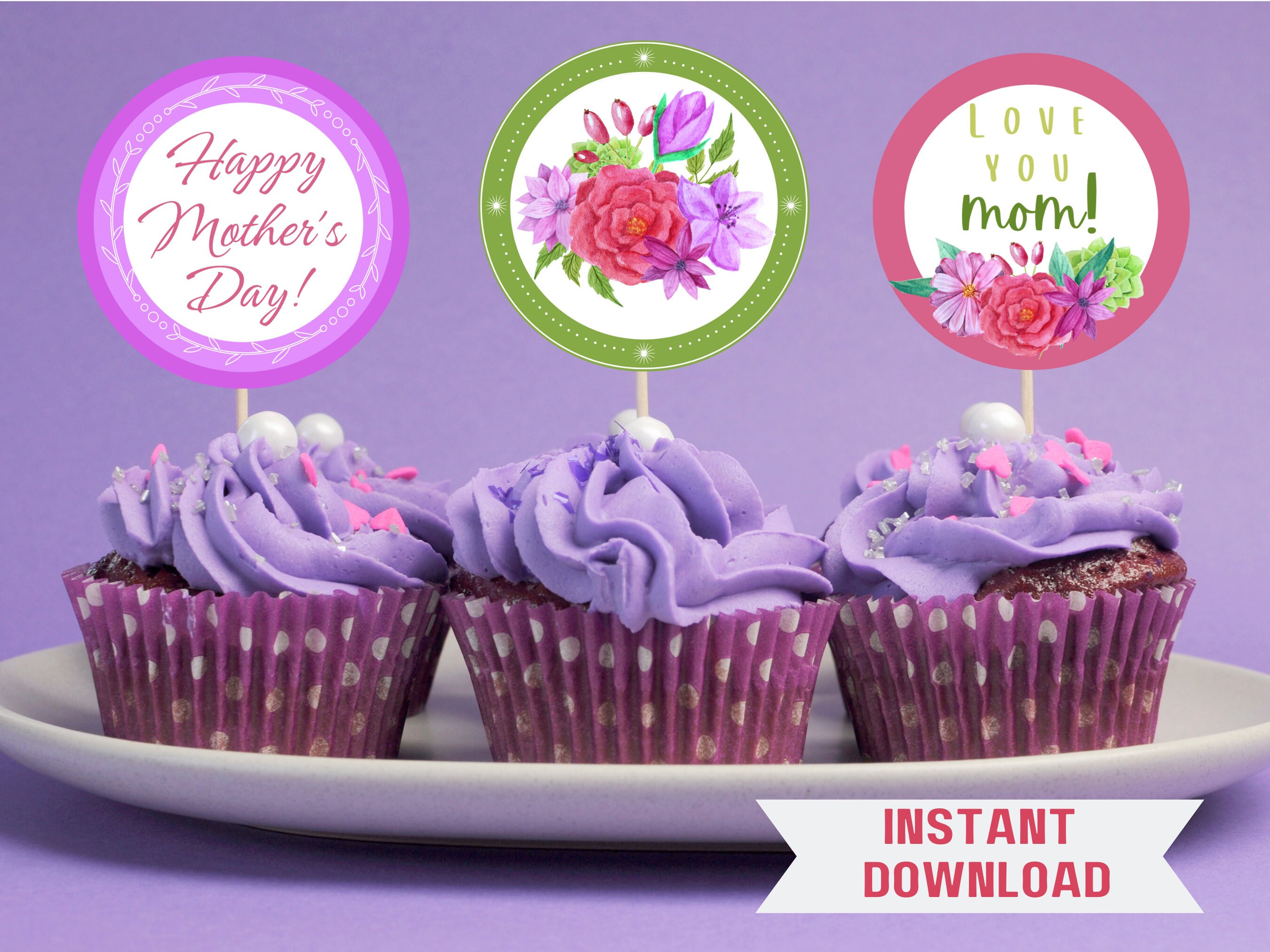 Mother's Day Cupcake Toppers Printable Mother's Day - Etsy