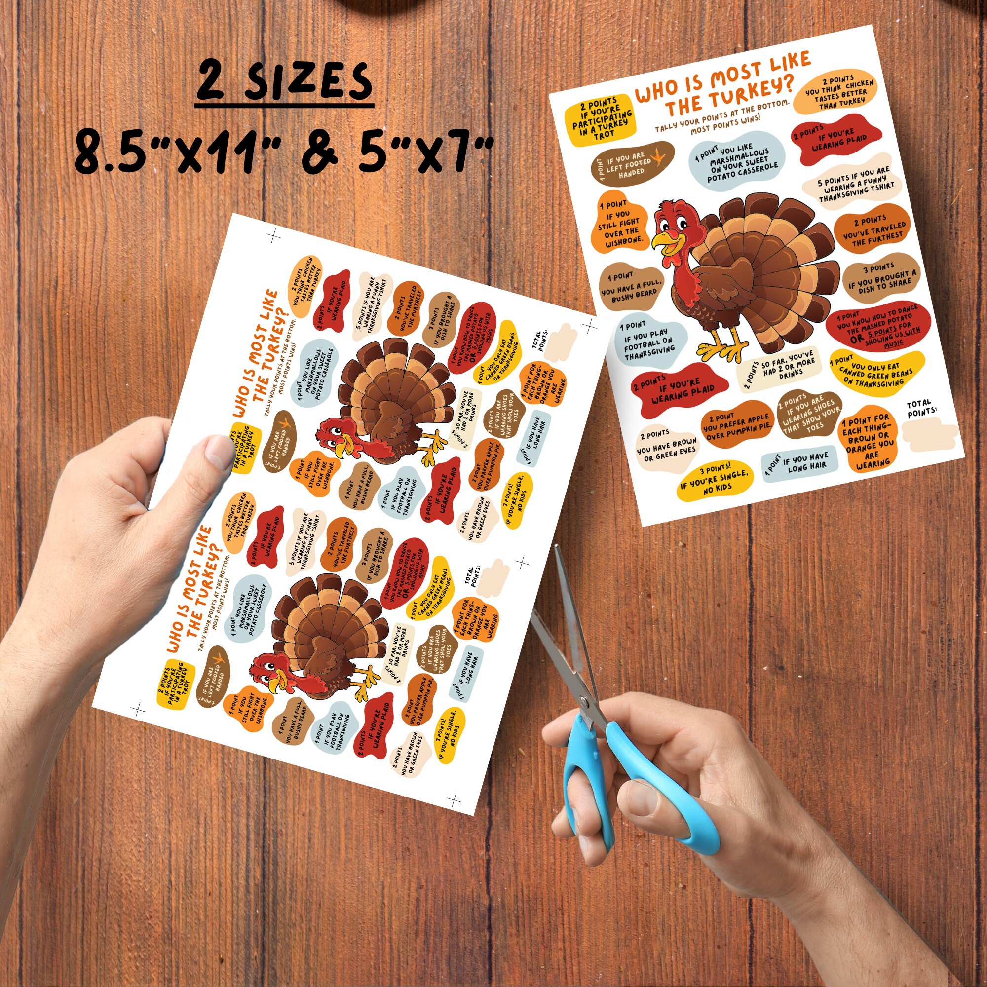 Who is Most Like a Turkey, Thanksgiving Activity for Adults and Kids ...