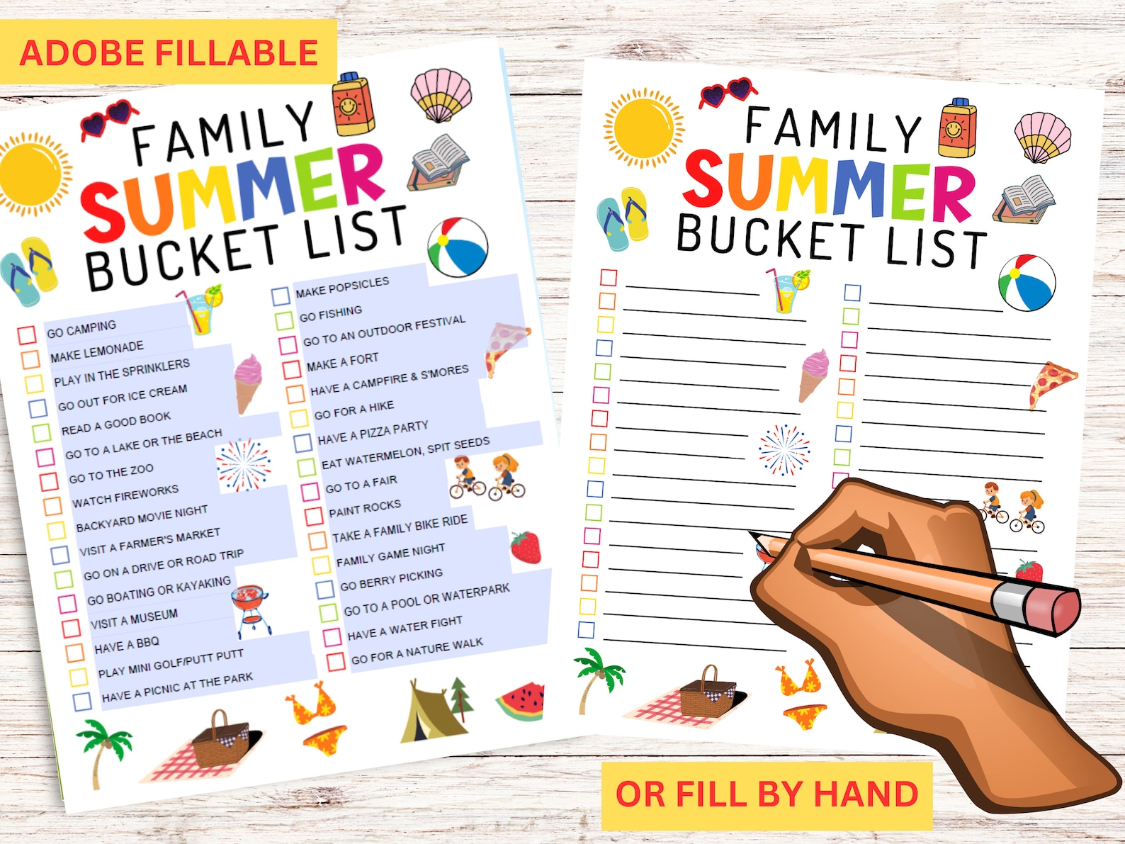Kids Summer Bucket List Printable, Editable Things to Do Checklist for ...