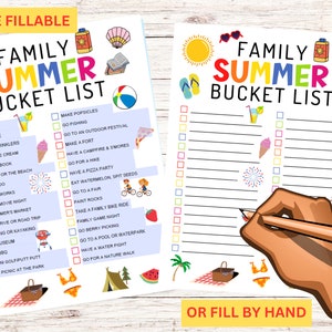 Kids Summer Bucket List Printable, Editable Things to Do Checklist for ...