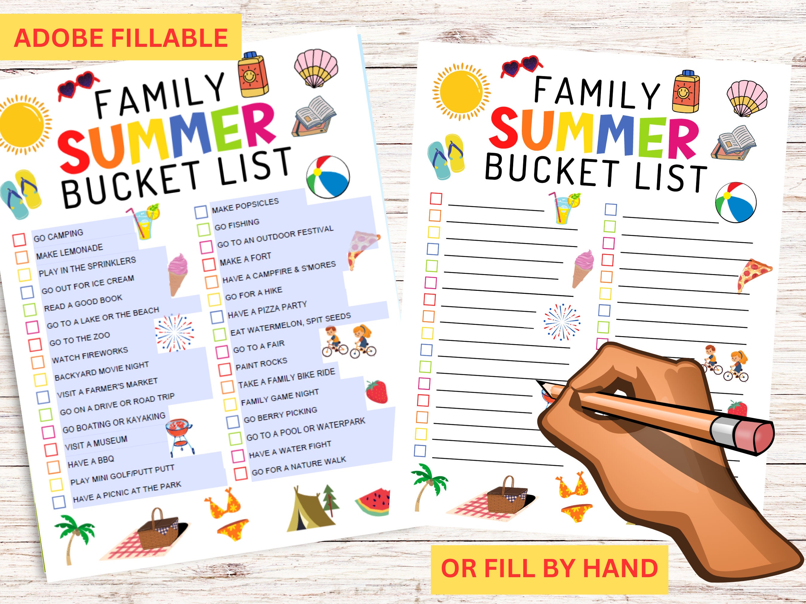 Kids Summer Bucket List Printable, Editable Things to Do Checklist for ...
