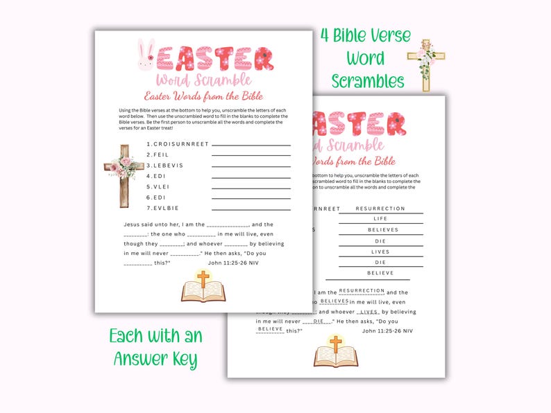 Bible Verse Easter Game, Christian Kids Activity, Printable Easter ...