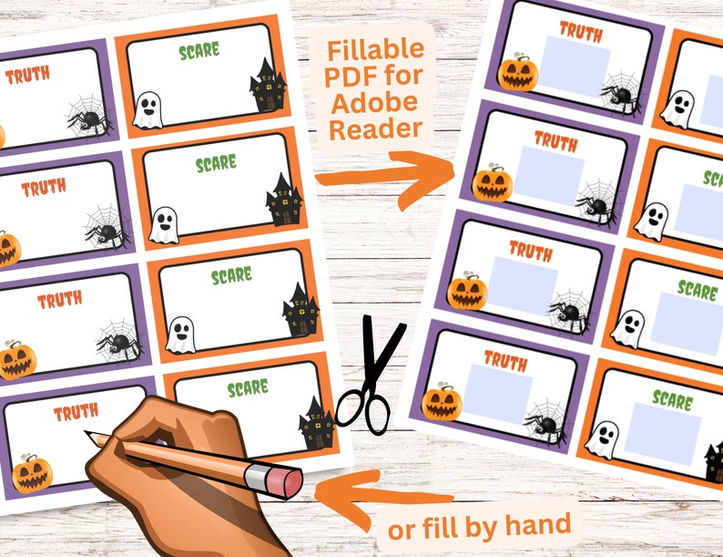 Truth or Scare, Fillable Halloween Party Game, Printable Truth or Dare ...