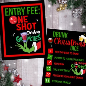 Entry Fee One Shot Drink up Grinches Bundle, Christmas Party Adult ...