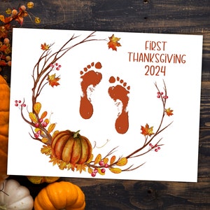 Thanksgiving Footprint Art, Baby's First Thanksgiving Craft, Toddler ...