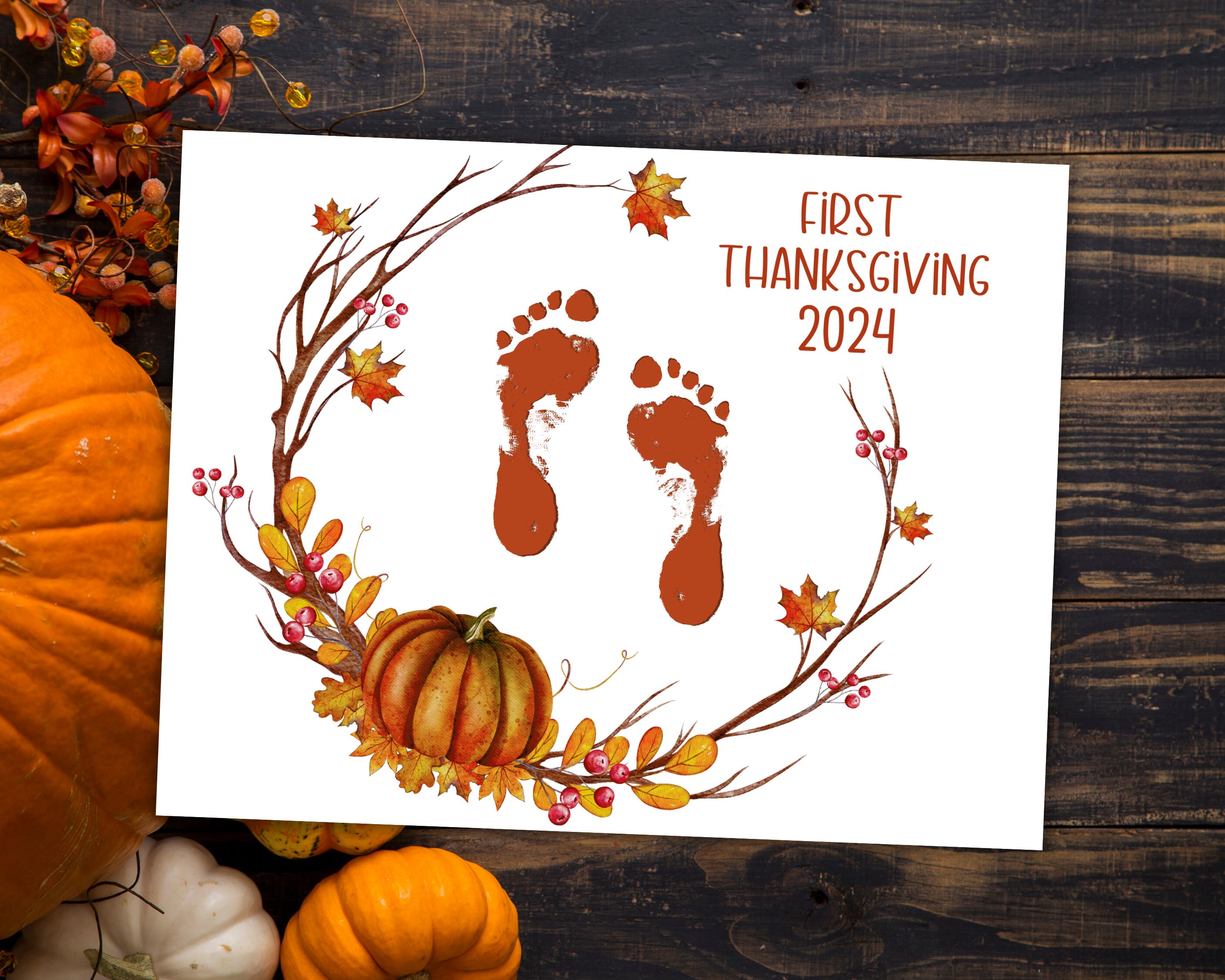 Thanksgiving Footprint Art, Baby's First Thanksgiving Craft, Toddler ...