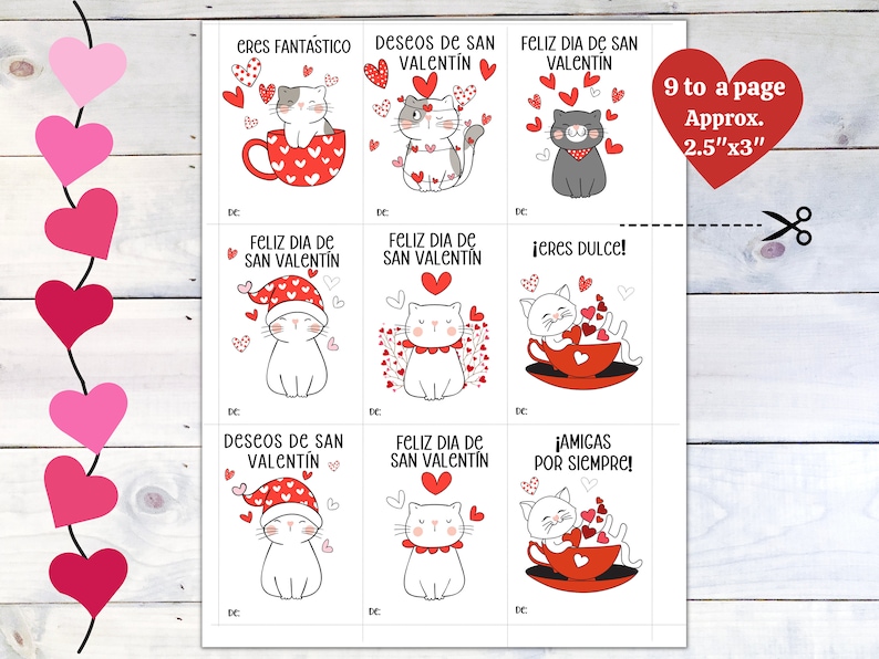 Tarjeta De San Valentín, Gatos Para El Dia De San Valentin, Bilingual ...