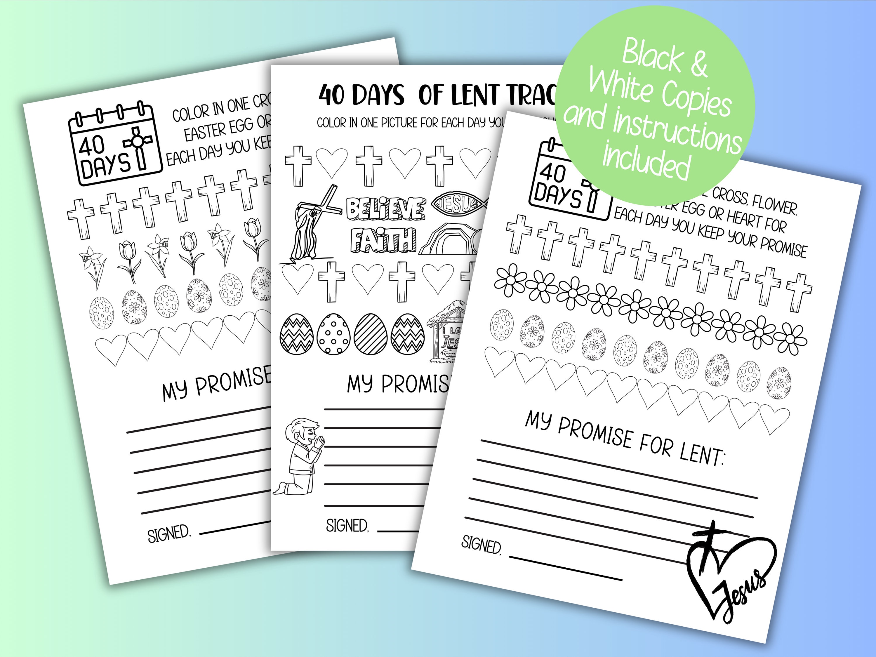 Lent Tracker, Daily Tracker for Lent, Family Lenten Promise, Kids ...