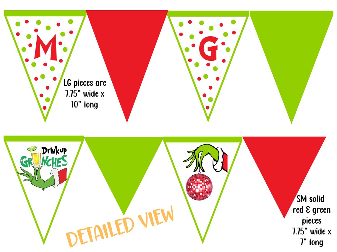 Grinch Christmas Party Banner, Merry Grinchmas Bunting Banner ...