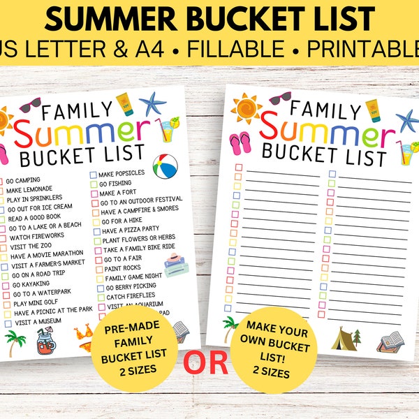Summer Bucket List Printable - Etsy