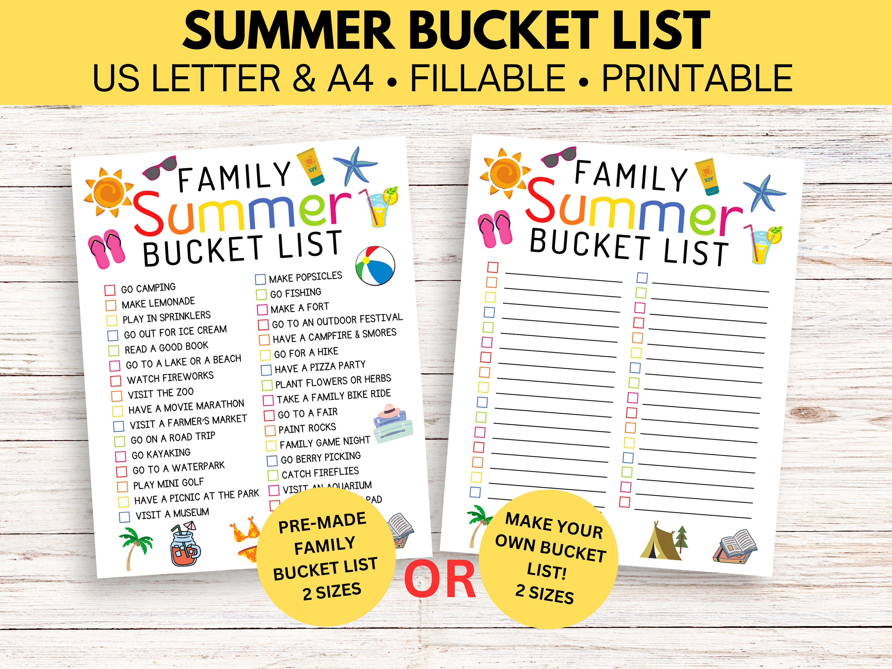 Printable Summer Bucket List, Editable Bucket List, Fillable Summer to ...