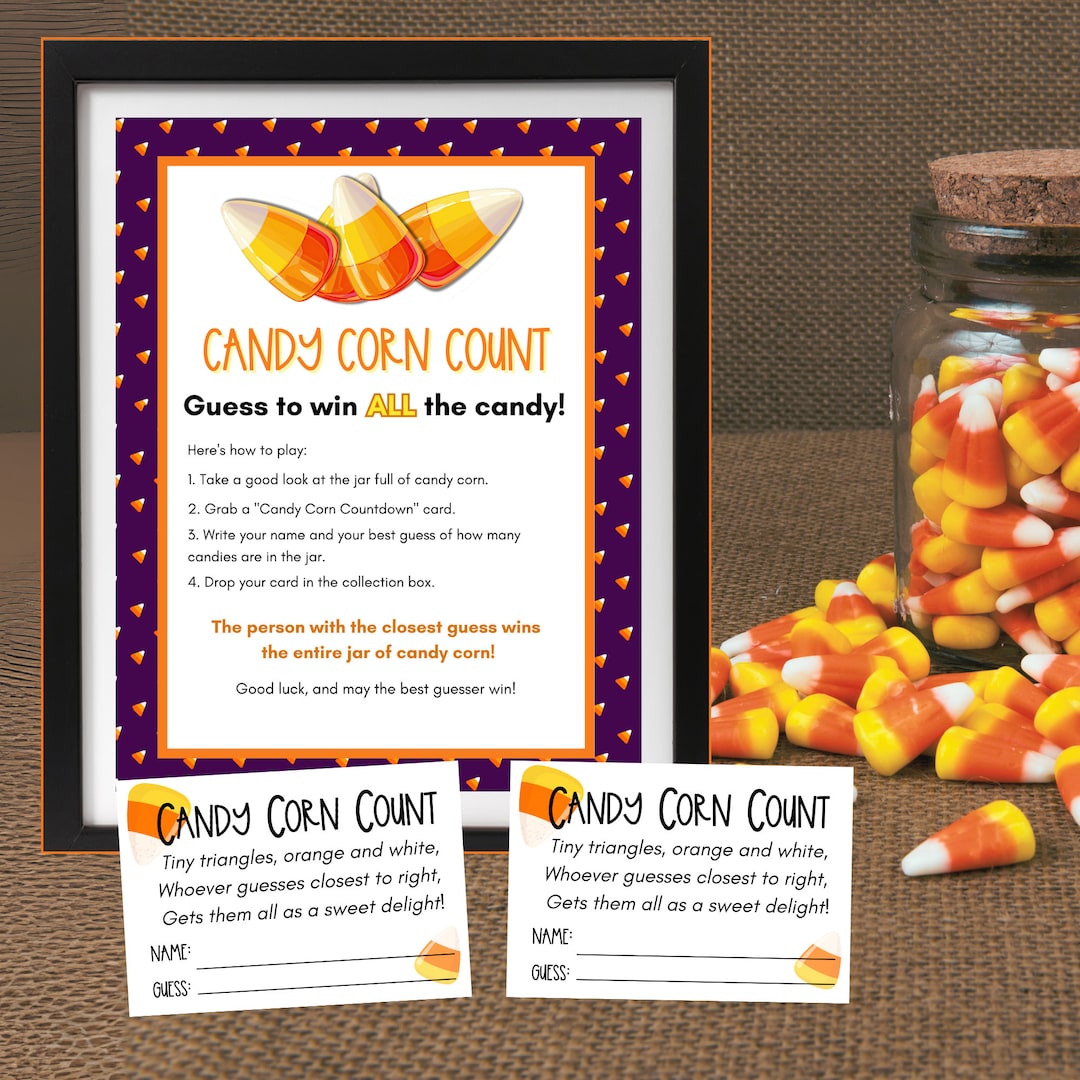 How Many Candies in the Jar, Candy Corn Guessing Game, Halloween Party ...