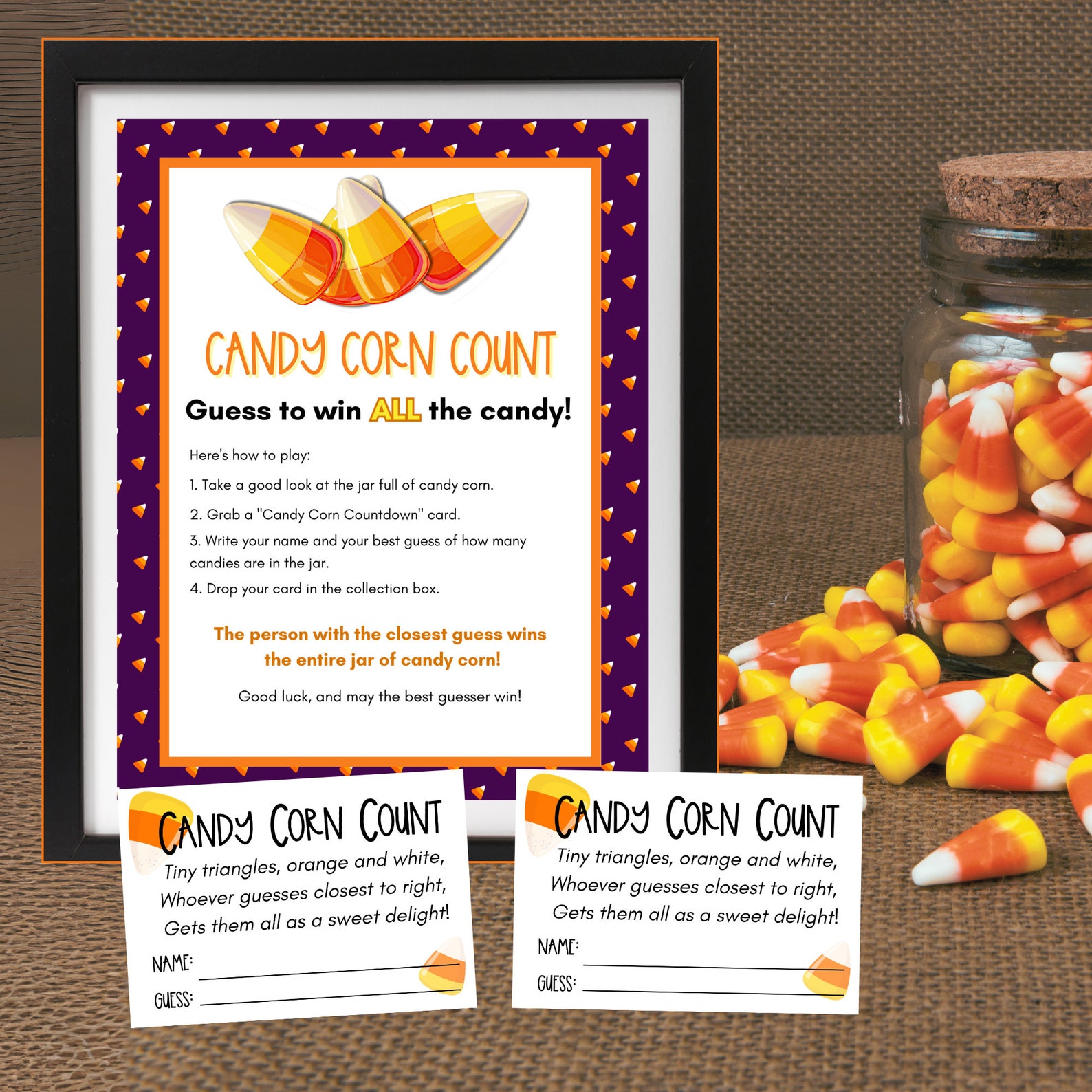 How Many Candies in the Jar, Candy Corn Guessing Game, Halloween Party ...