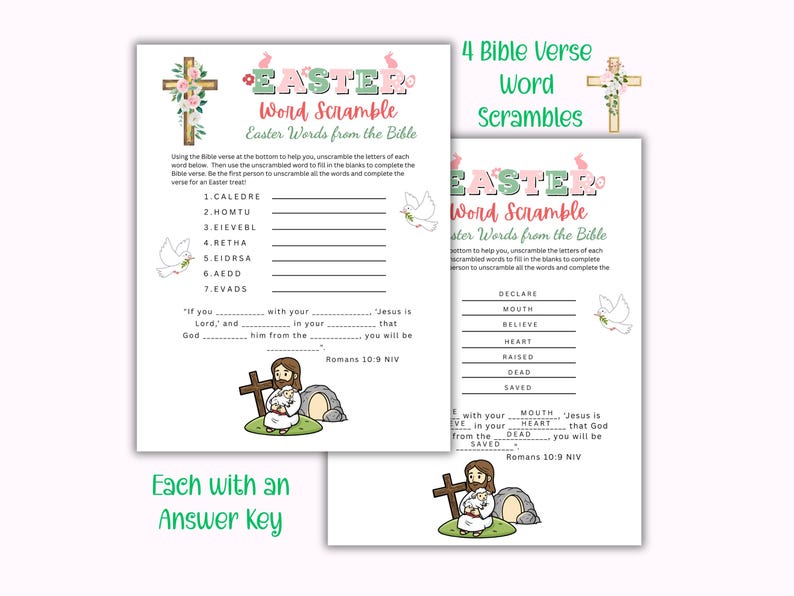 Bible Verse Easter Game, Christian Kids Activity, Printable Easter ...