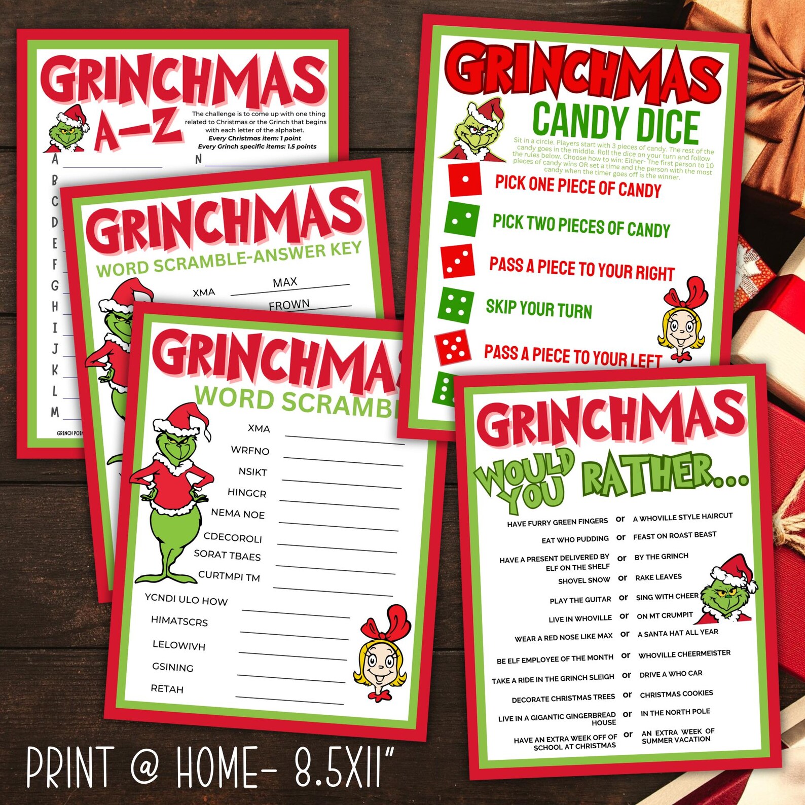 Grinchmas Party Games for Kids and Adults, Holiday Activities, Grinch ...