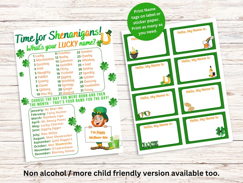 St Patricks Day Name Game Printable Adult St Paddy's Day - Etsy