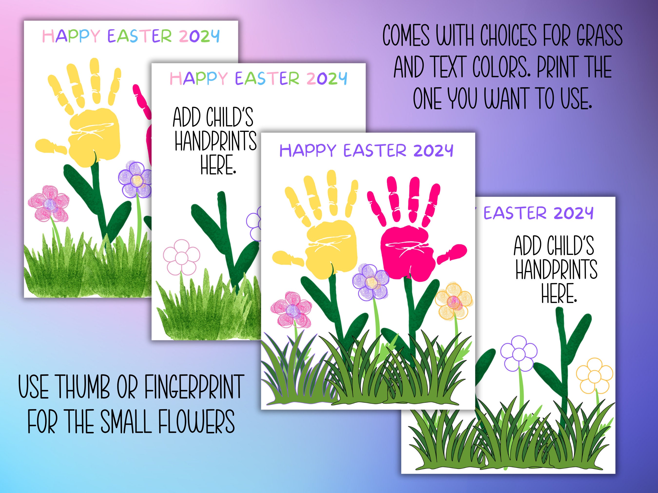 Easter Handprint Footprint Art Bundle, Printable Hoppy Easter Crafts ...