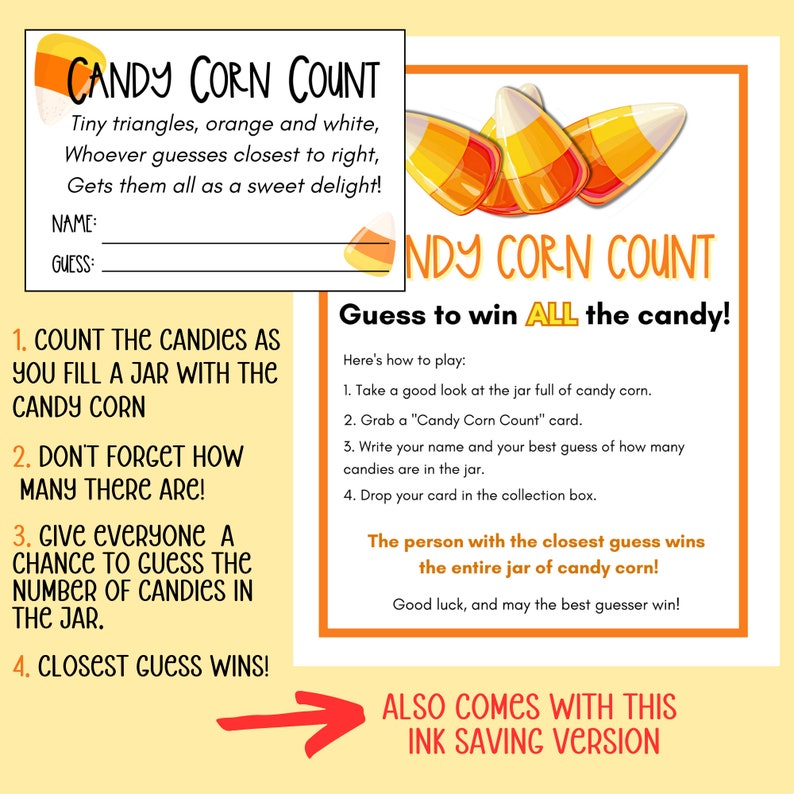How Many Candies in the Jar, Candy Corn Guessing Game, Halloween Party ...
