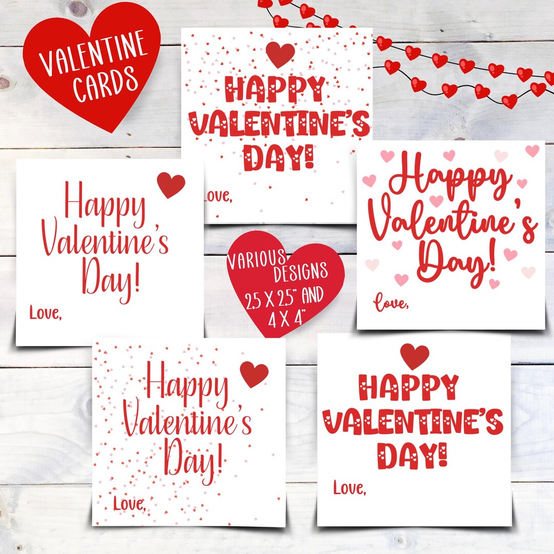 Valentine Printable Cards, Simple Valentines Day Card for Kids, Happy ...